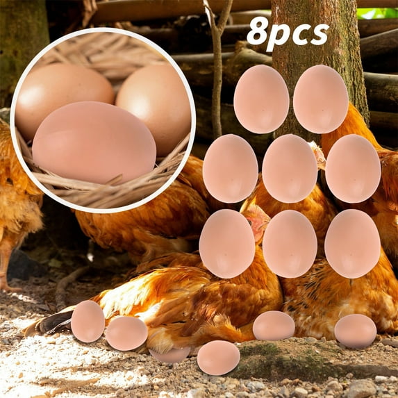 linglaikeji Plastic Chicken Eggs, 8PCS Fake Egg Laying Aid, Decorative ...