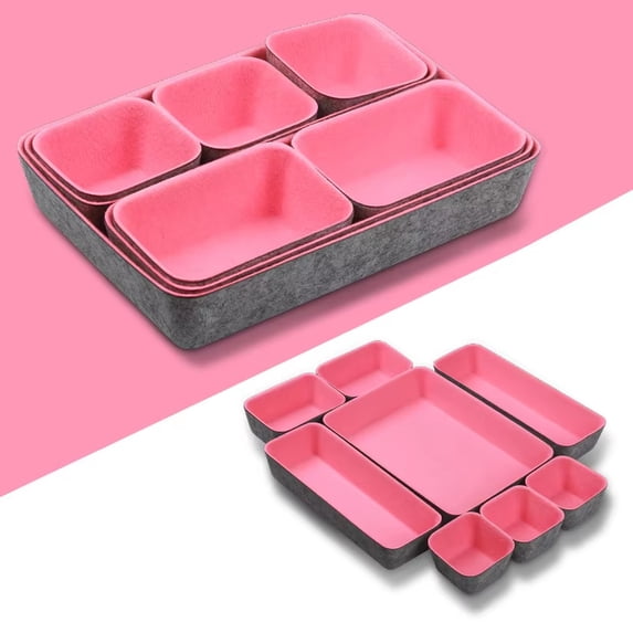 8PCS Felt Drawer Organizer Tray Set, Desk Drawer Storage Dividers ...