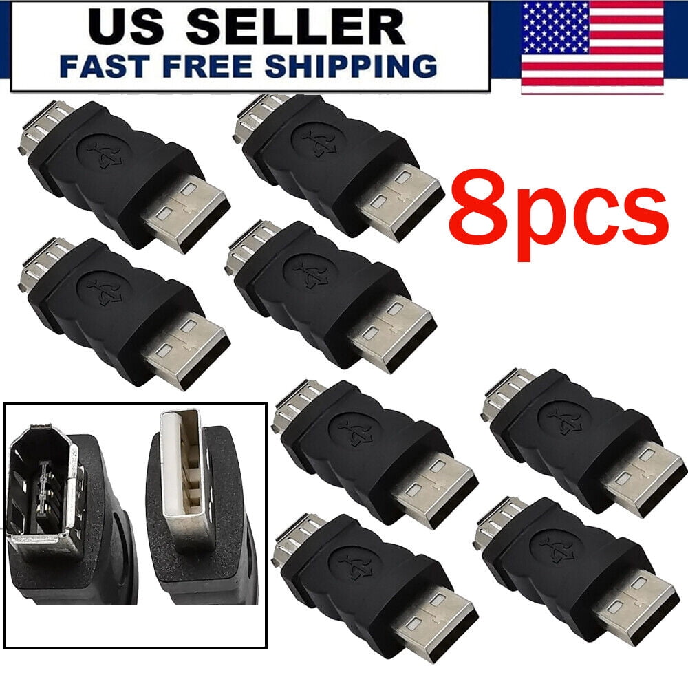 8PCS Firewire IEEE 1394 6 Pin Female F to USB M Male Adaptor Converter ...