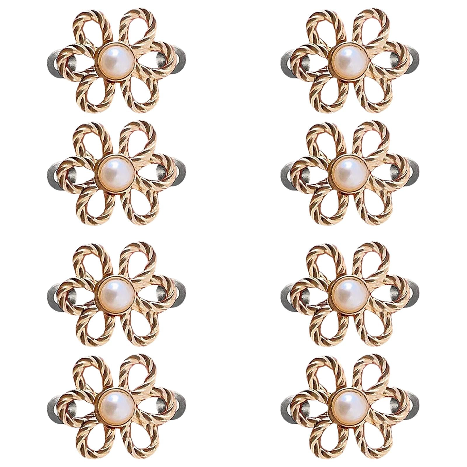 8PCS Flower Pant Waist Tightener Buttons Pins for Loose Jeans, Ri-ches 2025 New Waist Buckle ...