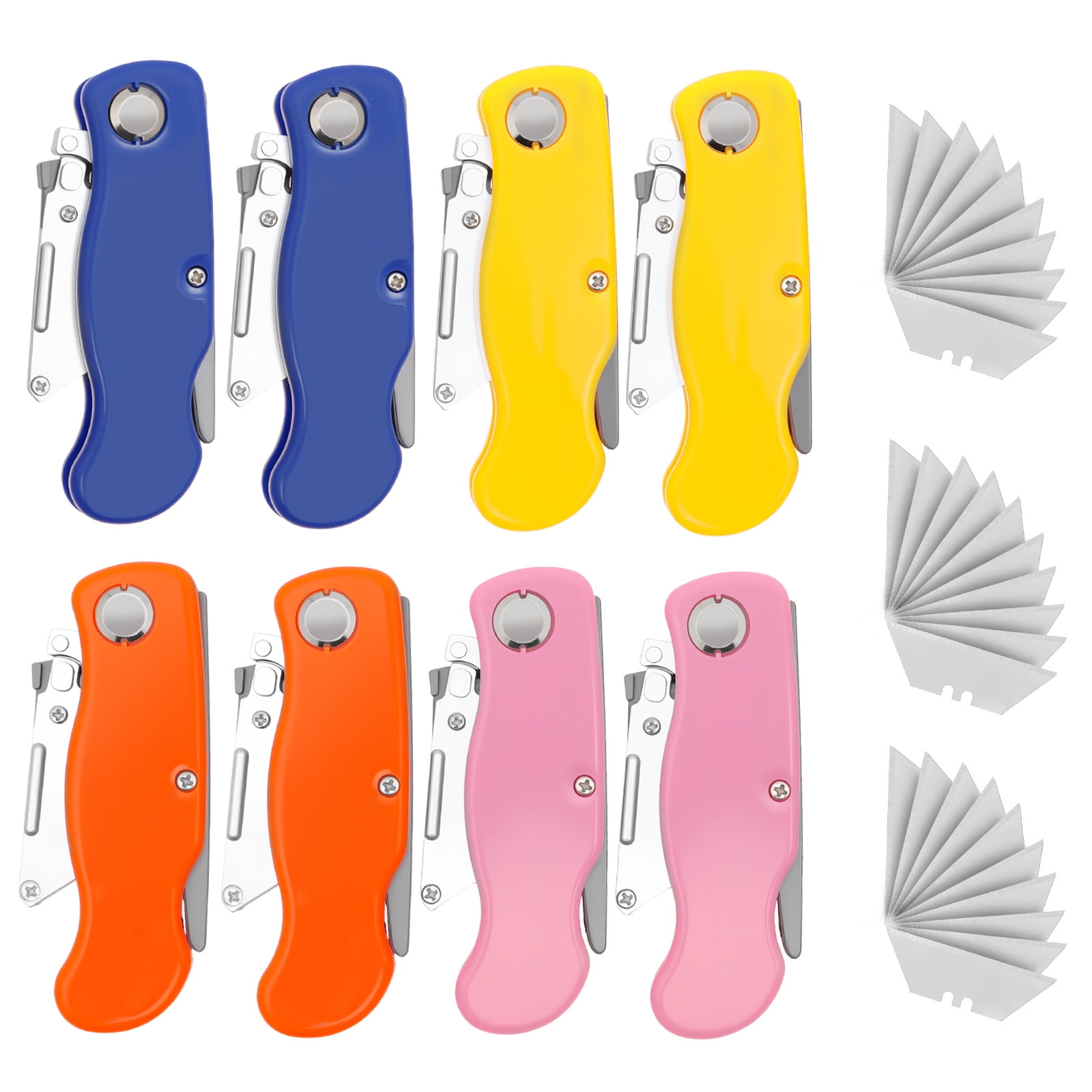 8PCS Folding Utility Knife with Extra 30Pcs Blade Box Cutter Carton ...