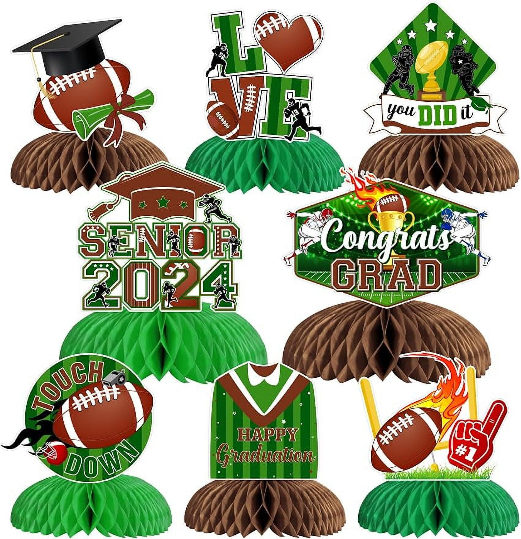 8PCS Football Graduation Honeycomb Centerpieces, Class of 2024 Congrats ...