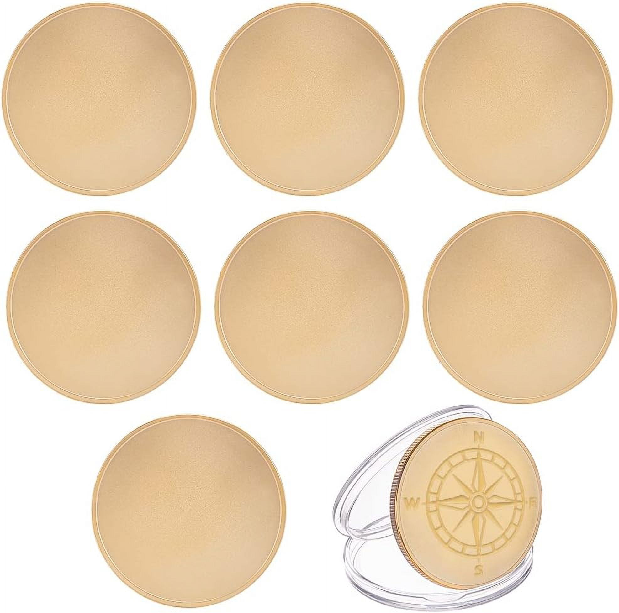 8PCS Gold Blank Challenge for Laser Engraving 40mm Iron Discs Round ...