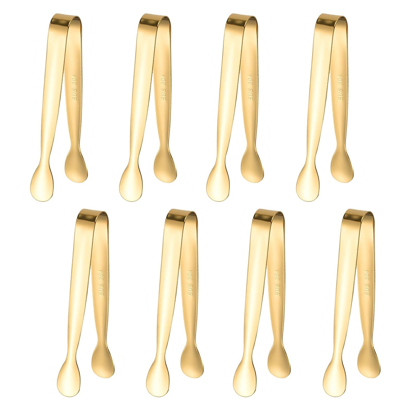 pearoft, 8-Pieces Mini Gold Tongs, 4.3 Inch Food Serving Utensils ...