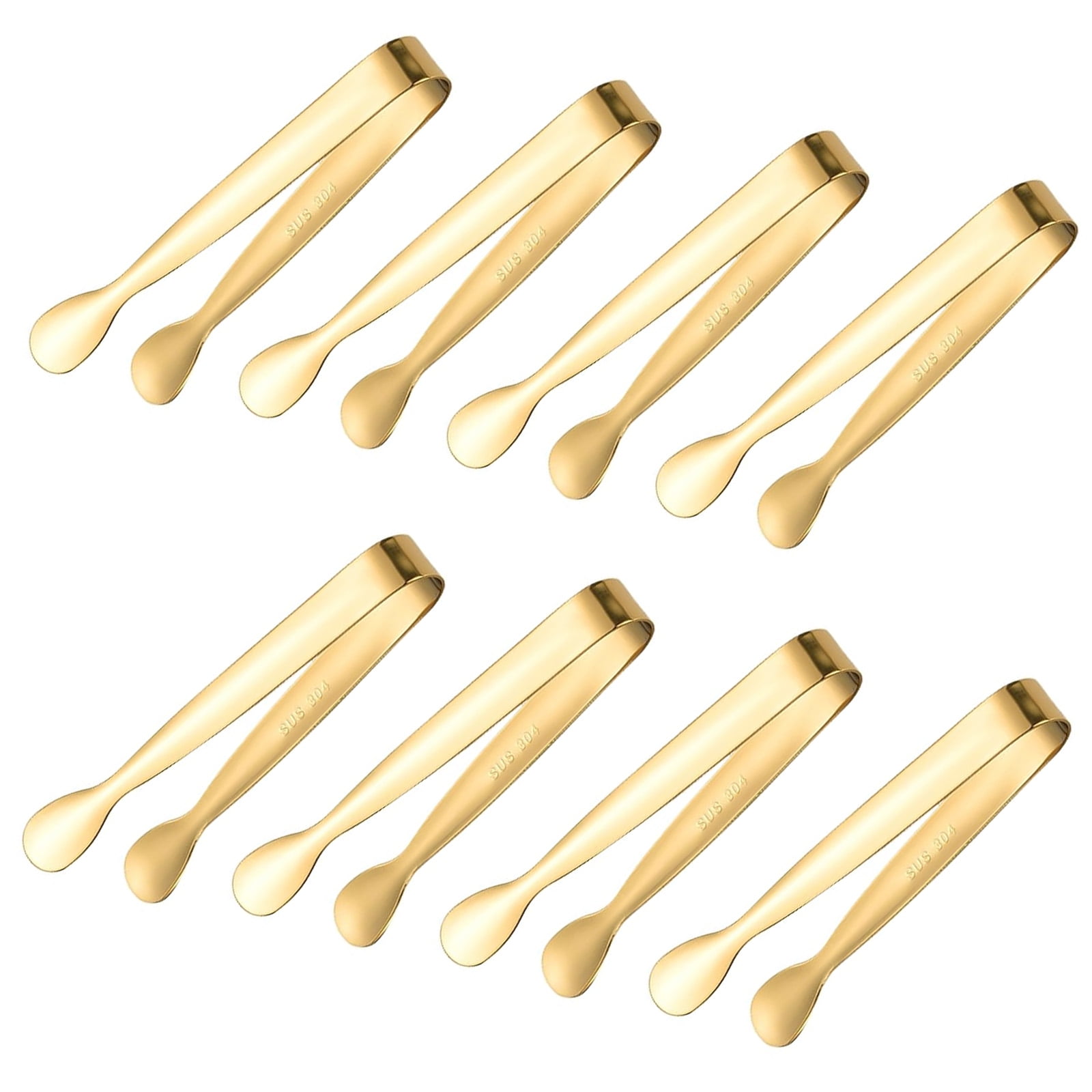 8PCS Gold Mini Metal Tongs, 4.3" Stainless Steel Tiny Tong, Small ...