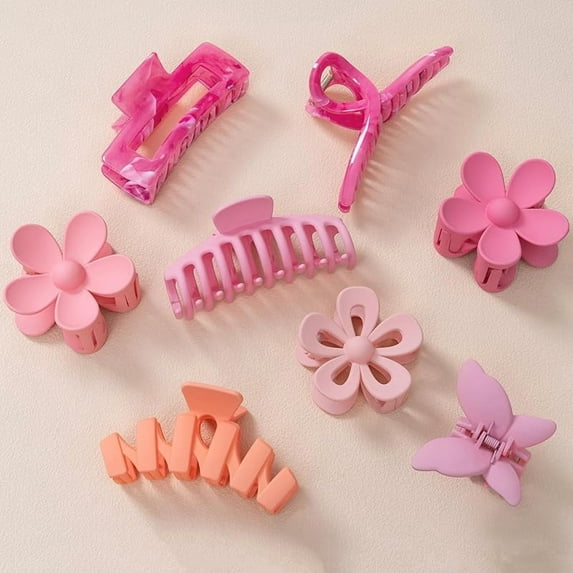 8PCS Hair Clips for Women, Flower Claw Clips for Thick Hair, Non-Slip ...