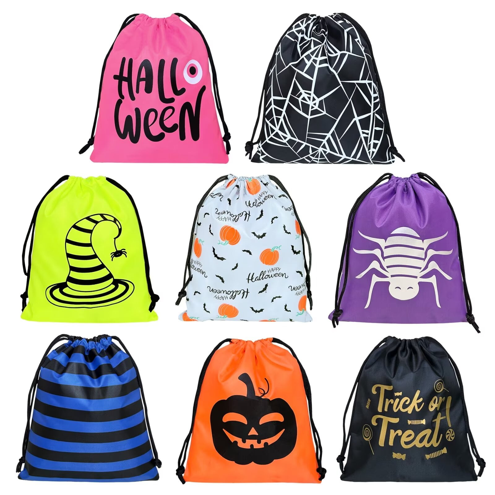8PCS Halloween Drawstring Gift Bags Trick or Treat Candy Goodie Bags ...