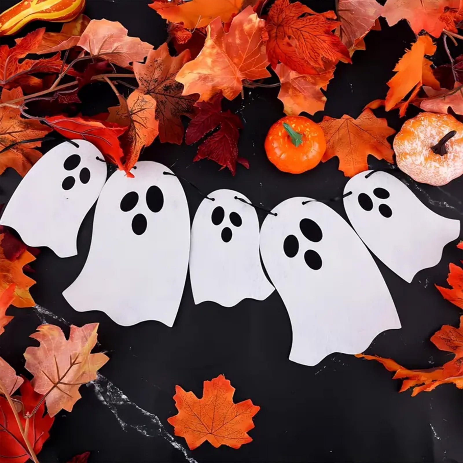8PCS Halloween Ghost Paper Banner, White Ghost Garland for Spooky ...