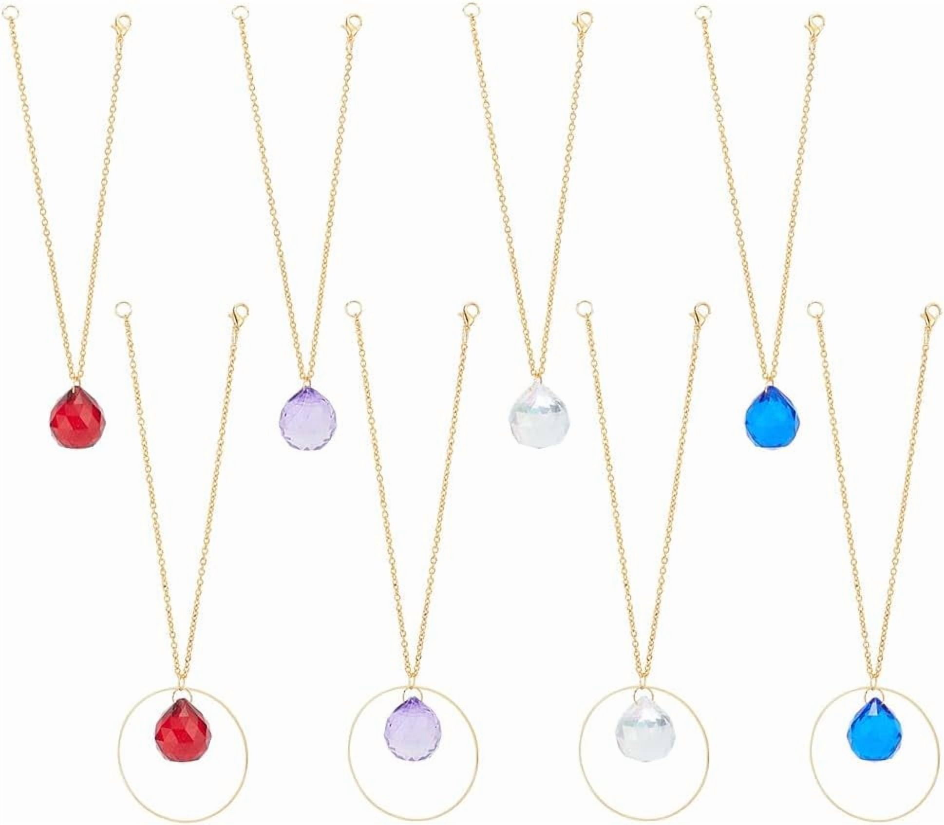 8PCS Hanging Suncatchers 4 Colors with Glass Light Teardrop Pendant ...