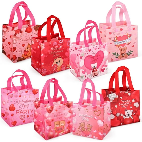 8PCS Happy Valentine's Day Reusable Gift Bags With Handles ...