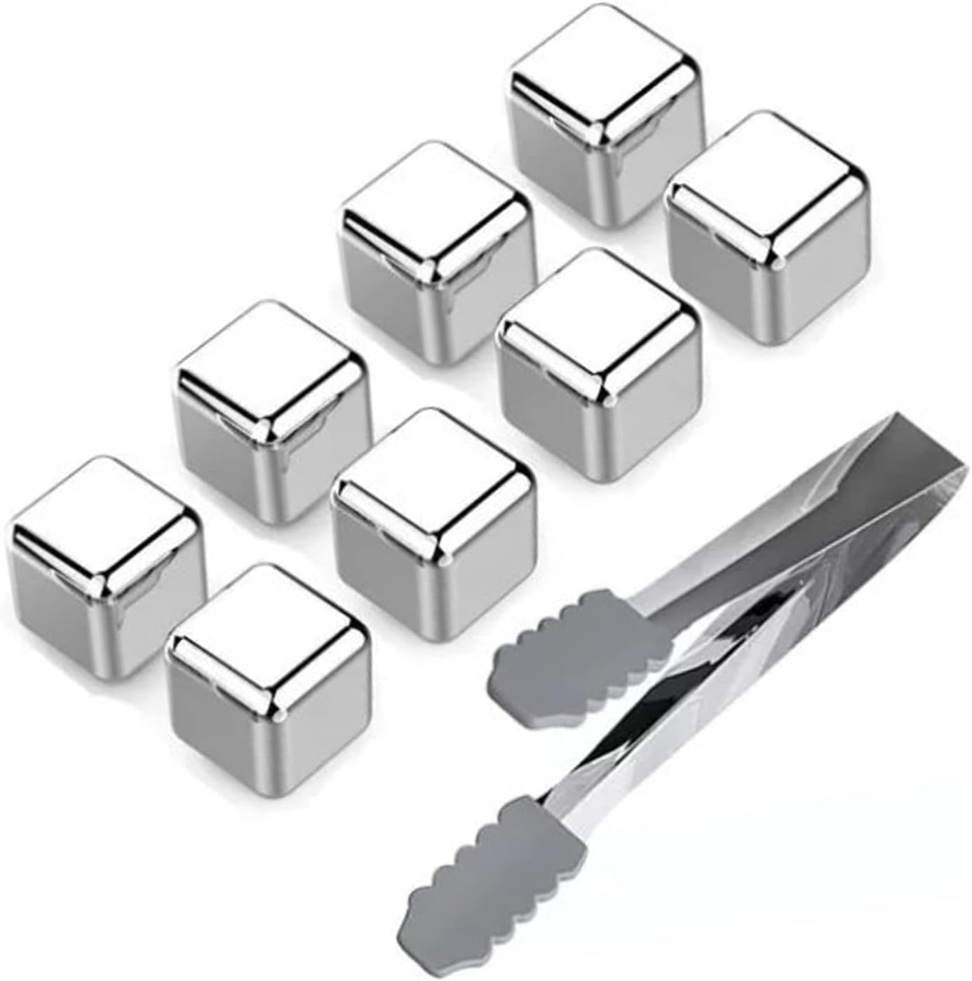 8PCS Ice Cubes Whiskey Stones, Stainless Steel Chilling Ice Cubes ...