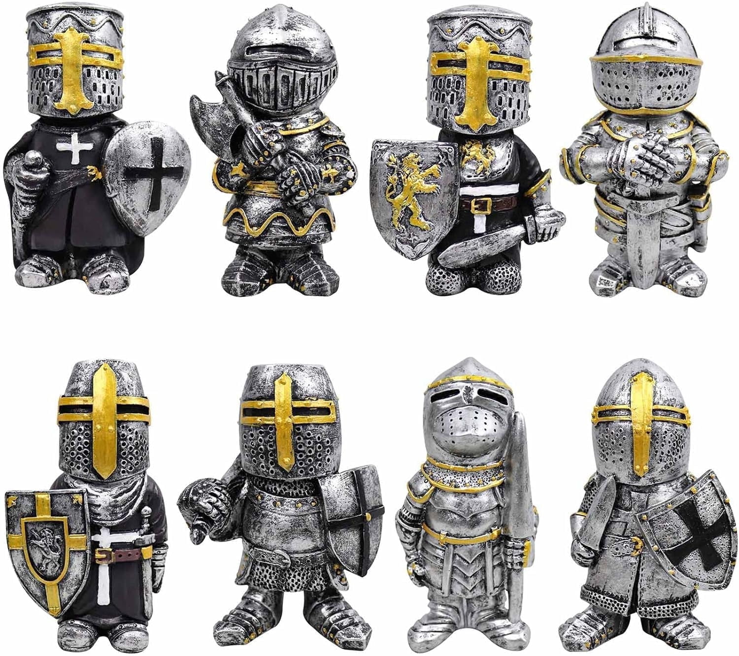 8PCS Knight Statue Garden Knight Figurines Knight Garden Gnomes ...