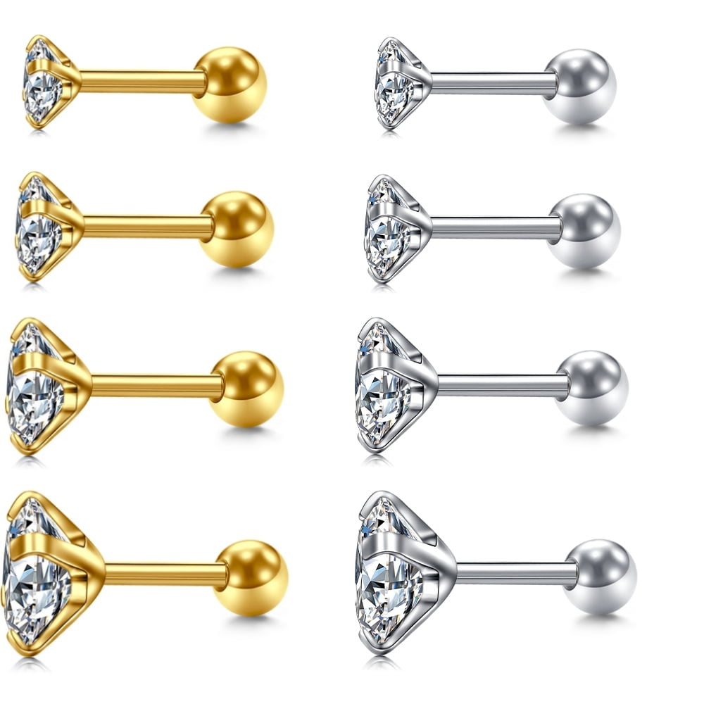 8PCS Labret Tragus Cartilage 16G Studs Surgical Stainless Steel Stud ...