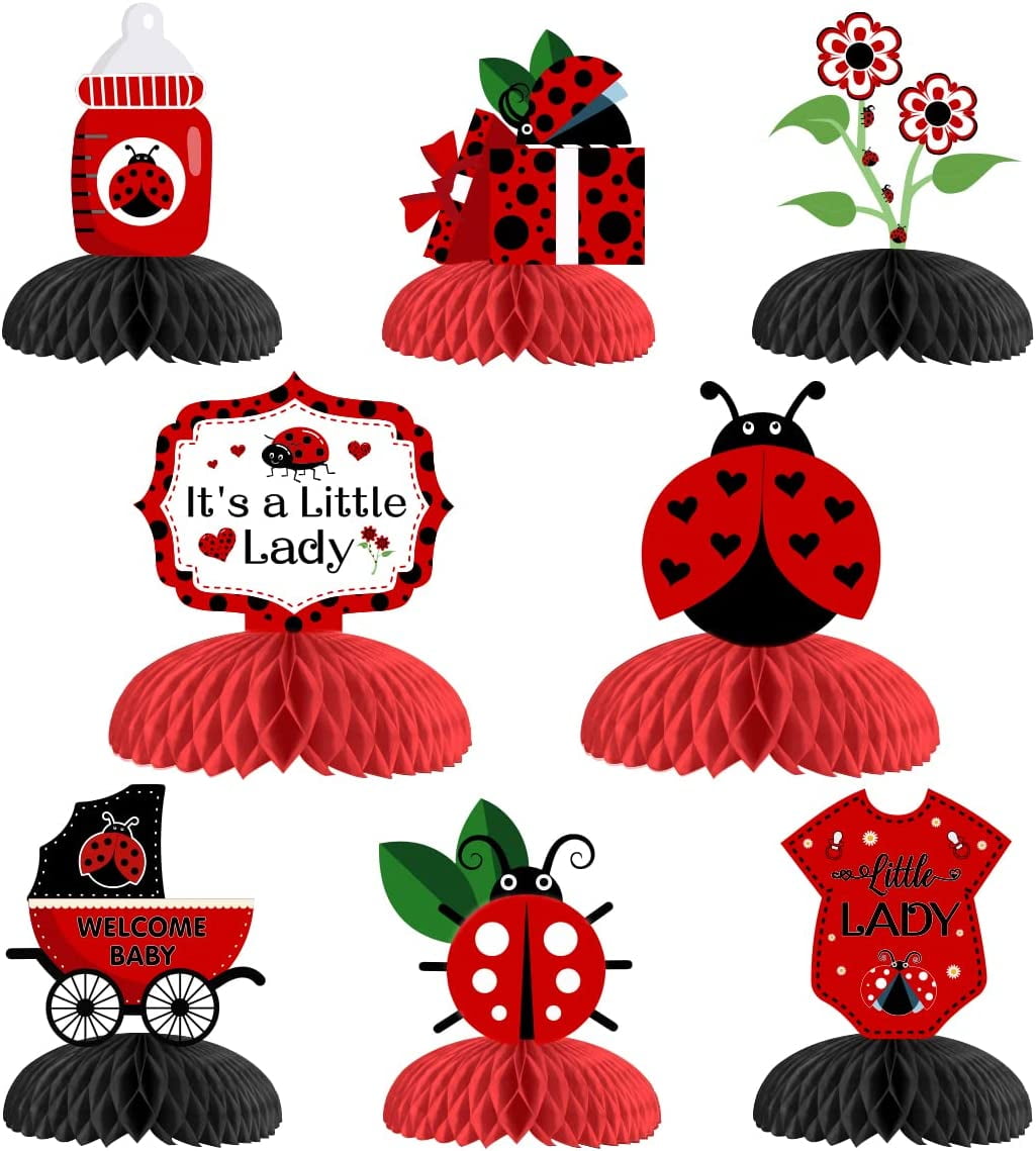 8PCS Ladybug Party Honeycomb Centerpieces, Ladybug Baby Shower ...