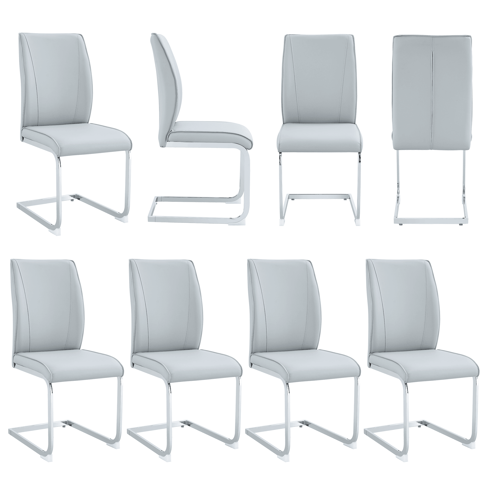 8PCS Luxury Simple Arch Chair - Set of 8 PU Material High Resilience ...