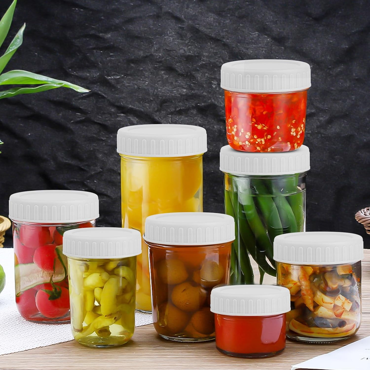 8PCS Mason Jar Lids - Colored Plastic Mason Lids Regular Mouth, Leak ...