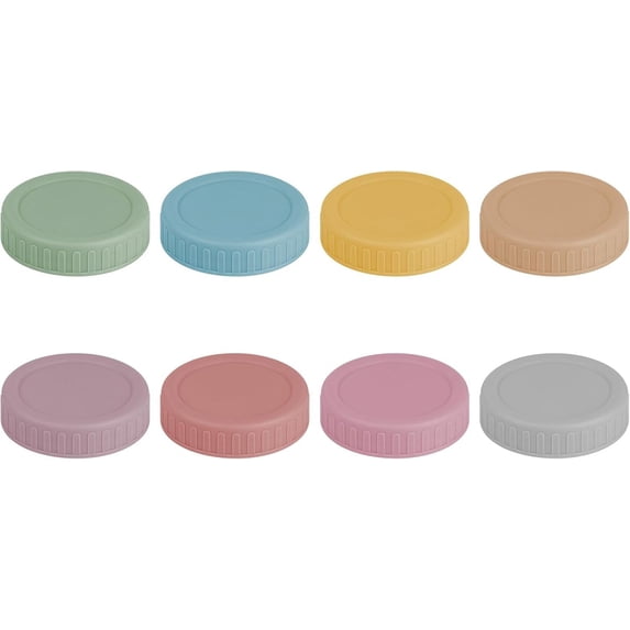 8PCS Mason Jar Lids - Colored Plastic Regular Mouth, Leak Proof Canning ...