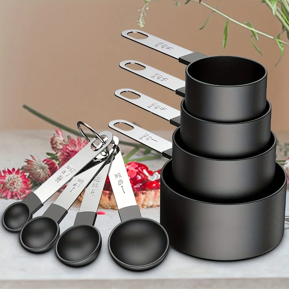 8PCS Measuring Cup Measuring Spoon Set with Stainless Steel Handle and ...