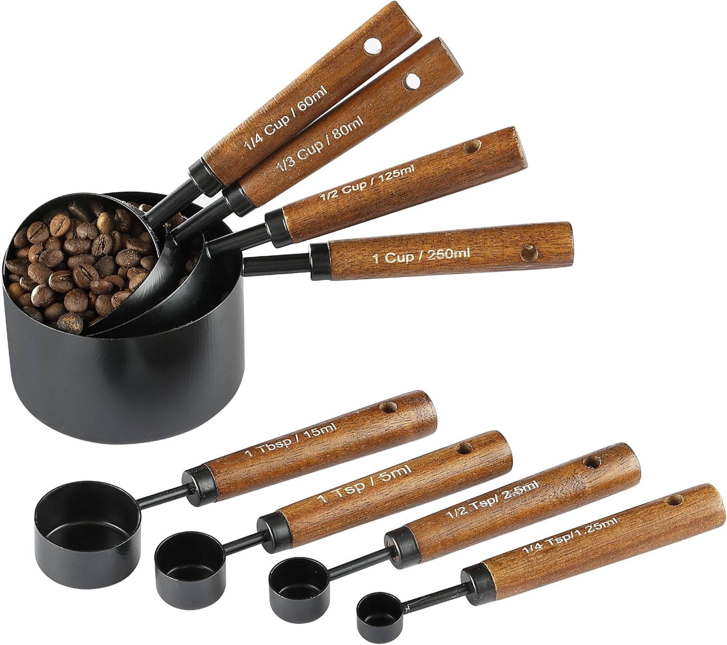 8PCS Measuring Cups and Spoons Set, DV Stainless Steel Measuring Cups ...