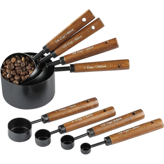 8PCS Measuring Cups and Spoons Set, DV Stainless Steel Measuring Cups ...