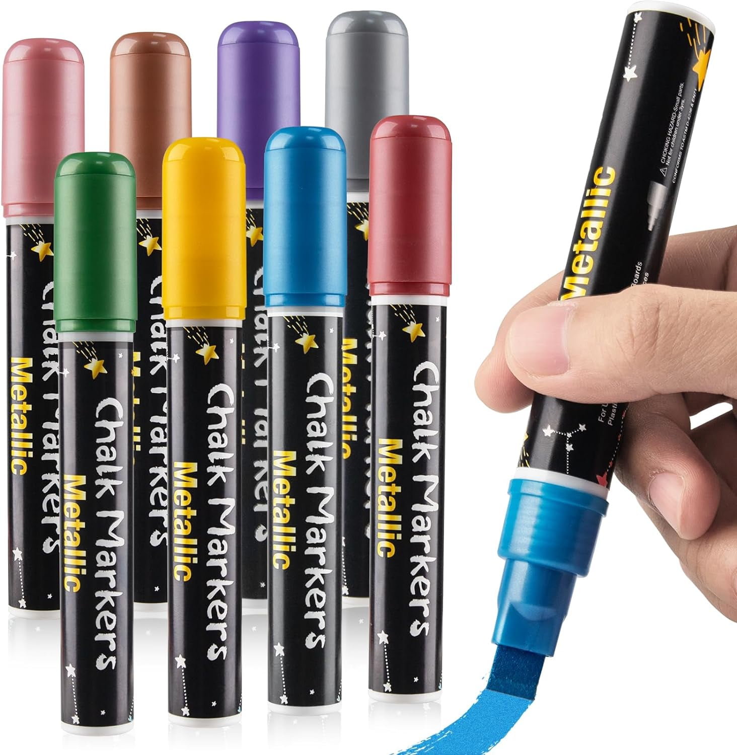 8PCS Metallic Liquid Chalk Markers,Jumbo Liquid Chalk Marker Chalkboard ...