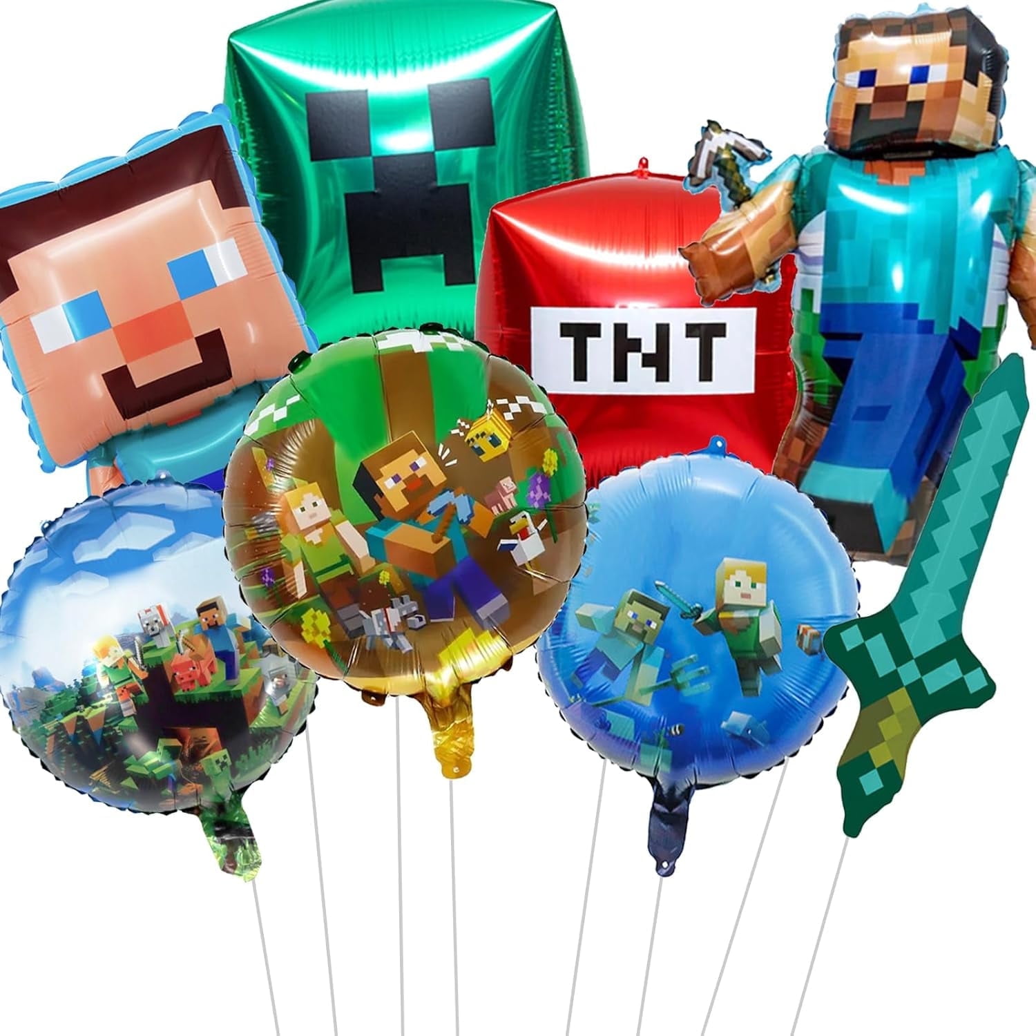 8PCS Mine Pixel Video Game Characters Foil Balloons - Walmart.com