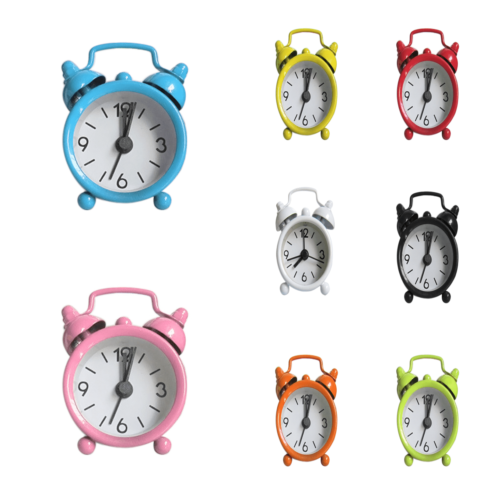 8PCS Mini Creative Bell Alarm Clock, 4CM Loud Alarm, Small Cute Analog ...