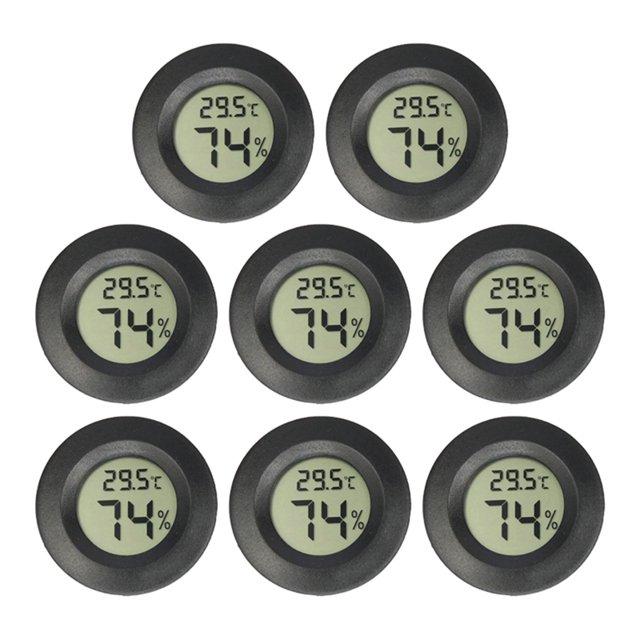 8PCS Mini LCD Digital Thermometer Hygrometer Round Temperature Humidity ...