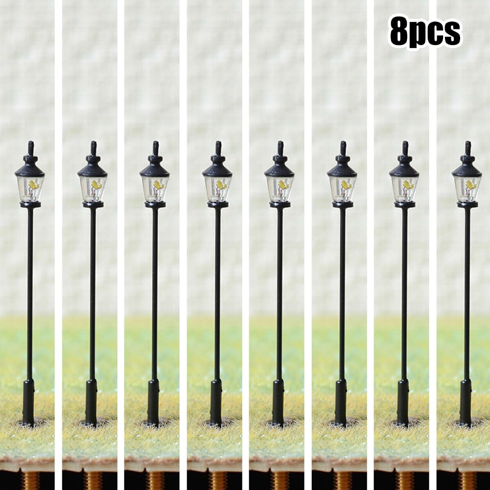 8PCS Model Railroad Train Lamp Posts Led 2.6inch Street Light Lamps OO ...