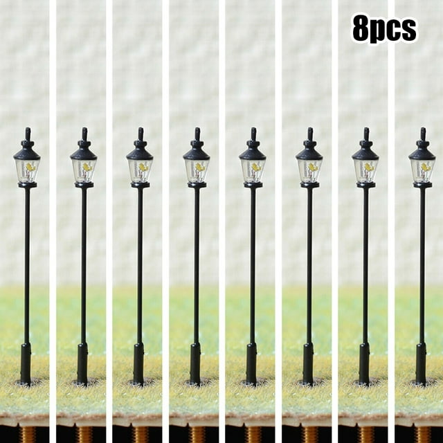 8PCS Model Railroad Train Lamp Posts Led 2.6inch Street Light Lamps OO ...