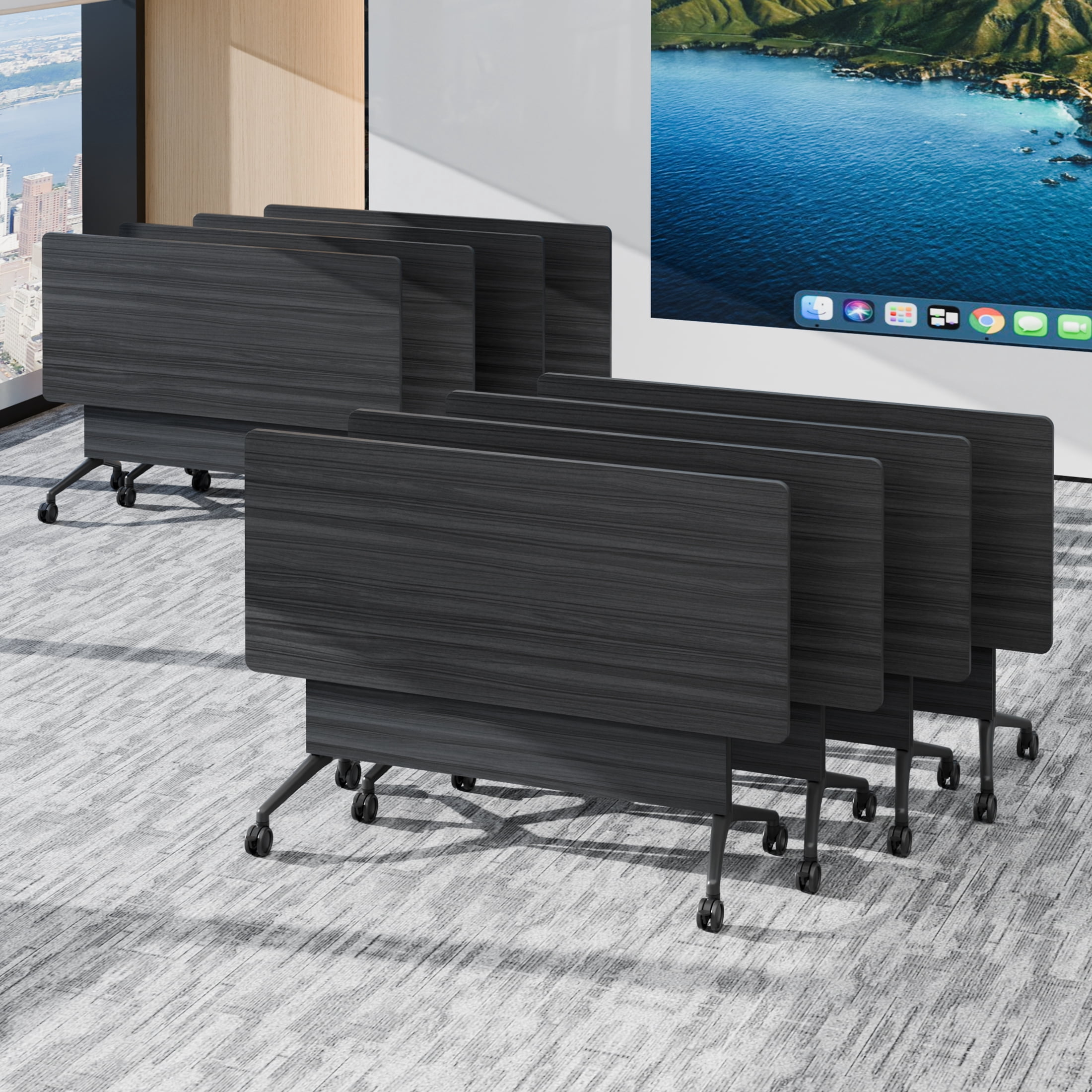 8PCS Modular Folding Conference Table with Wheels 61in, Collapsible ...