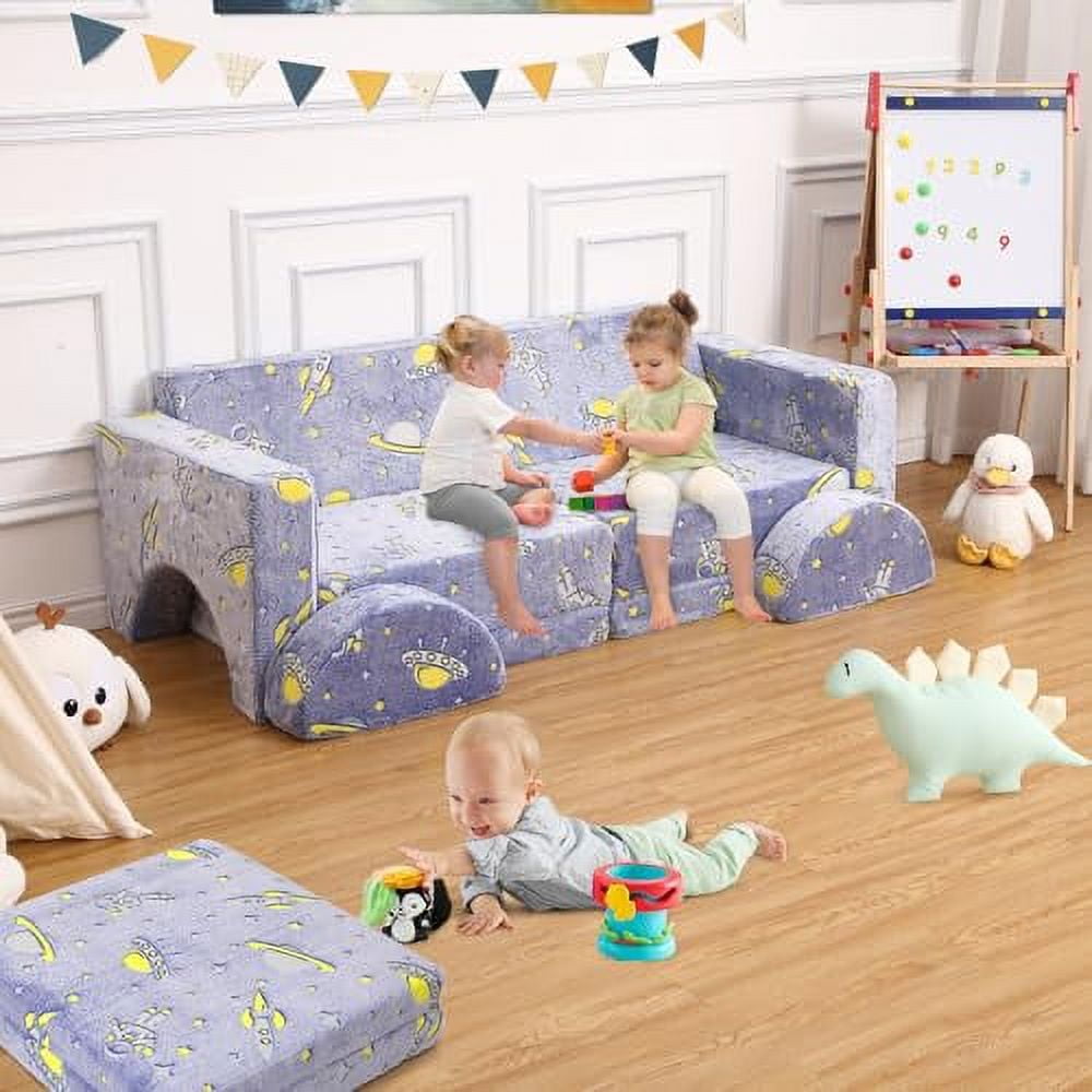 8PCS Modular Kids Play Couch, Kids Couch Toddler Couch for Playroom ...