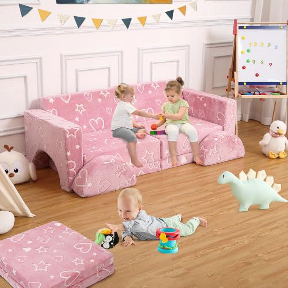 8PCS Modular Kids Play Couch, Kids Couch Toddler Couch for Playroom ...