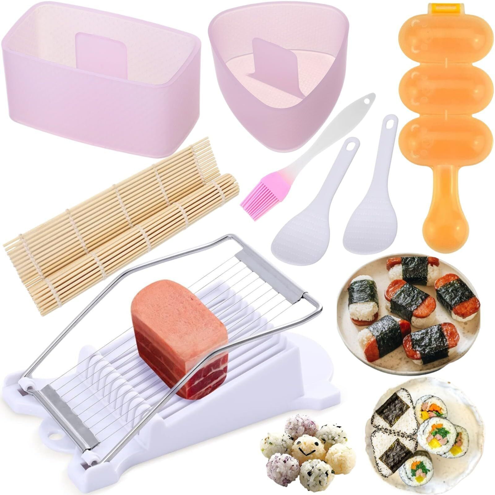 8PCS Musubi Mold- Musubi Molds Kit with Slicer Rice Ball Mold Sushi ...