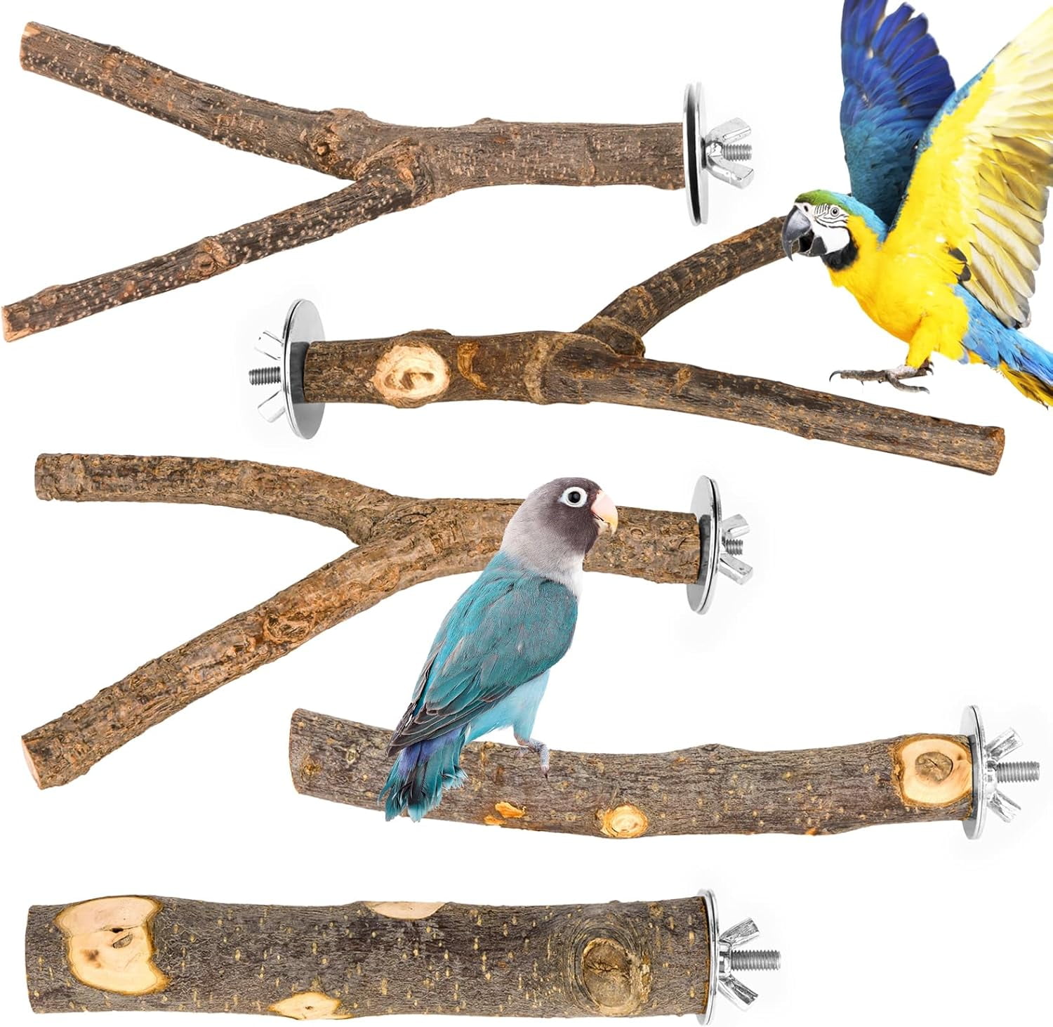 Natural Wood Bird Perches for Cage, Wooden Parrot Perch Stand, Bird ...