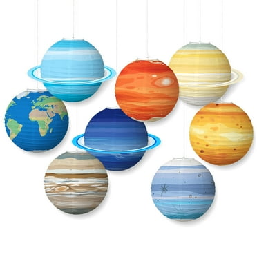 FRCOLOR 4pcs Paper Planet Lanterns For Classroom And Party Decorations ...