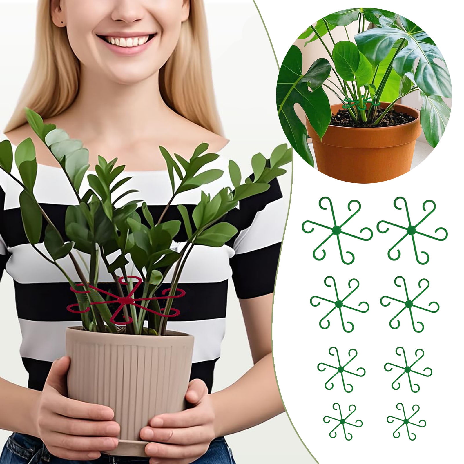 8PCS Stem Support,4 Sizes Climbing Houseplant Stem Holders, Reusable ...