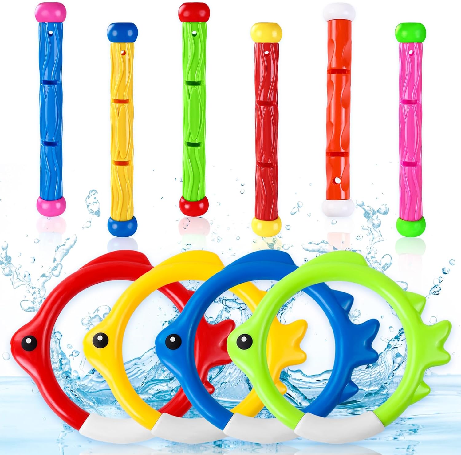 8PCS Pool Diving Swim Toys Colorful Underwater Training Sinking ...