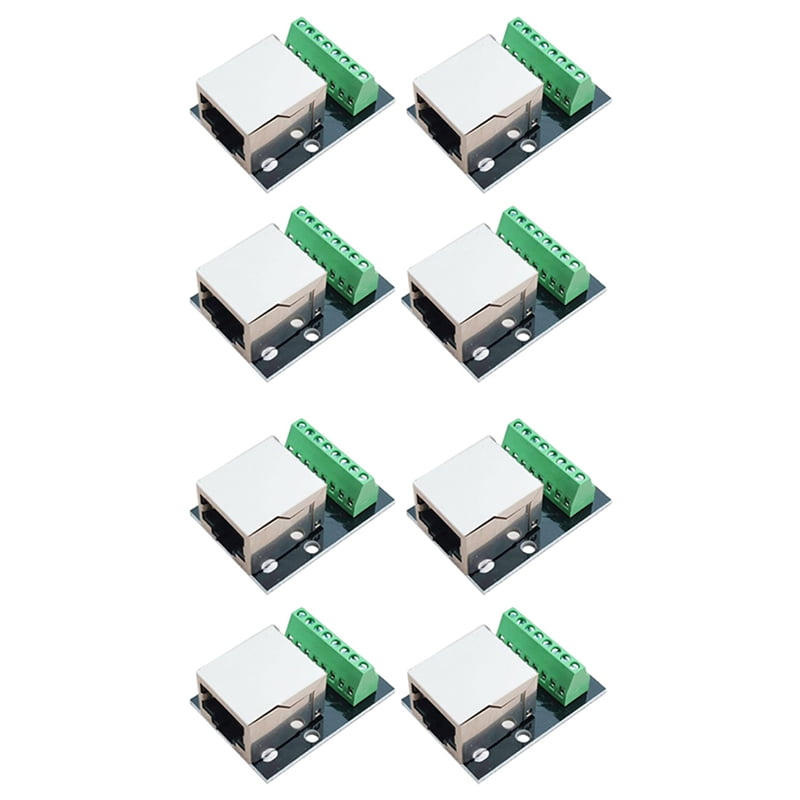 8PCS RJ45 Ethernet Female Socket Connector Breakout Board,2.54mm Board ...