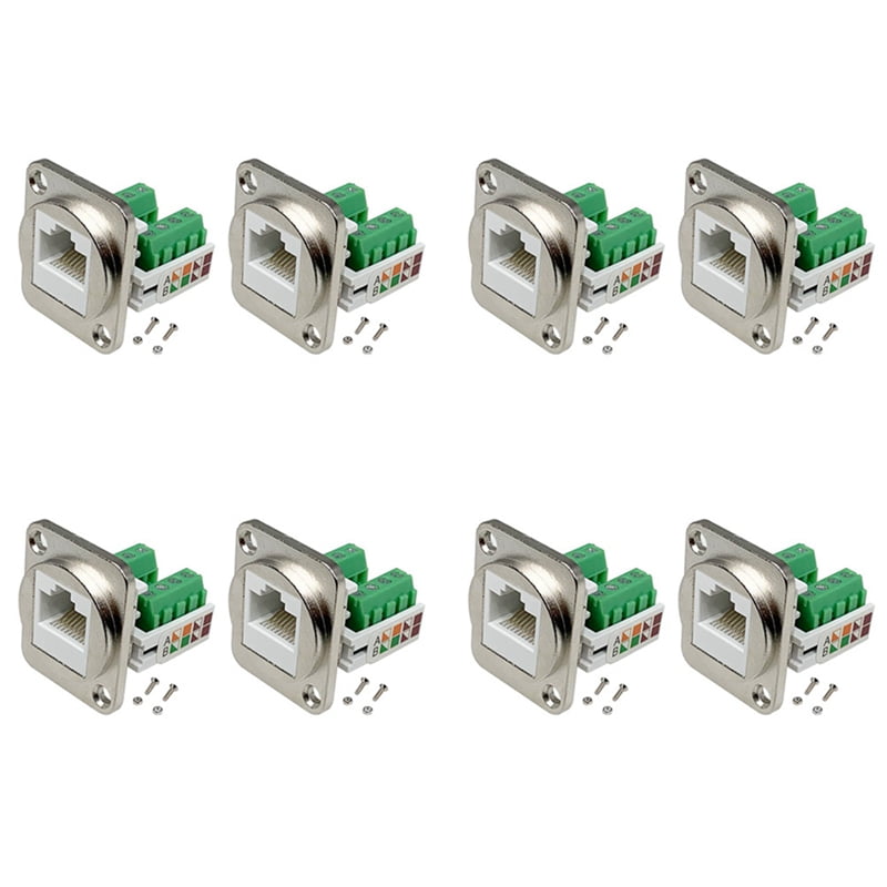 8PCS RJ45 Panel Mount Screw Terminal Adapter, RJ45/8P8C Female Panel ...