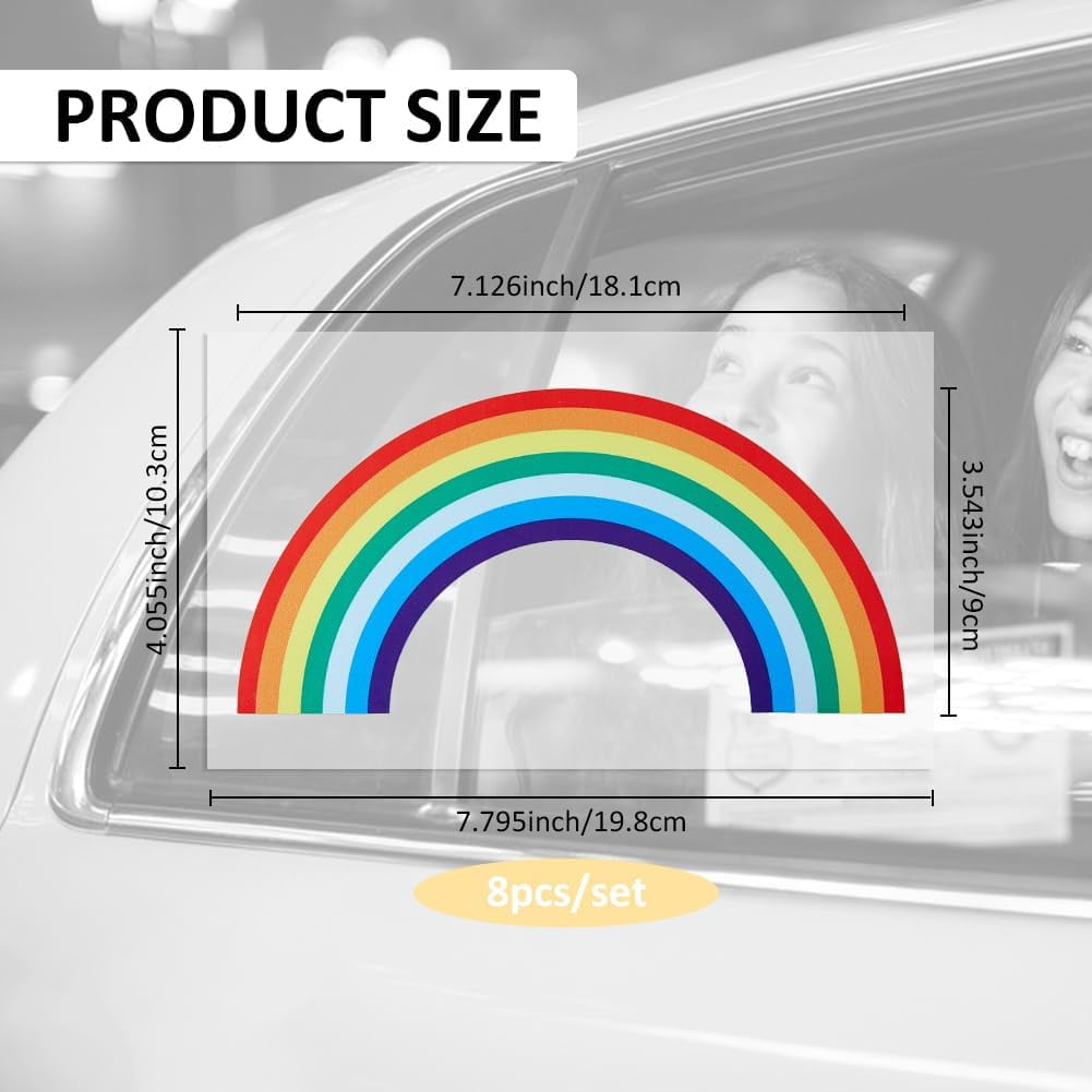 8PCS Rainbow Car Sticker LGBT Car Sticker PET Plastic Self-Adhesive ...