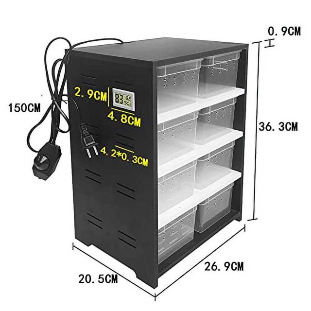 8PCS Reptile Feeding Box, Reptile Feeding Cabinet with Heating Pad ...