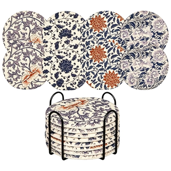 8PCS Round Braided Placemats Set with Metal Storage Holder, Vintage ...