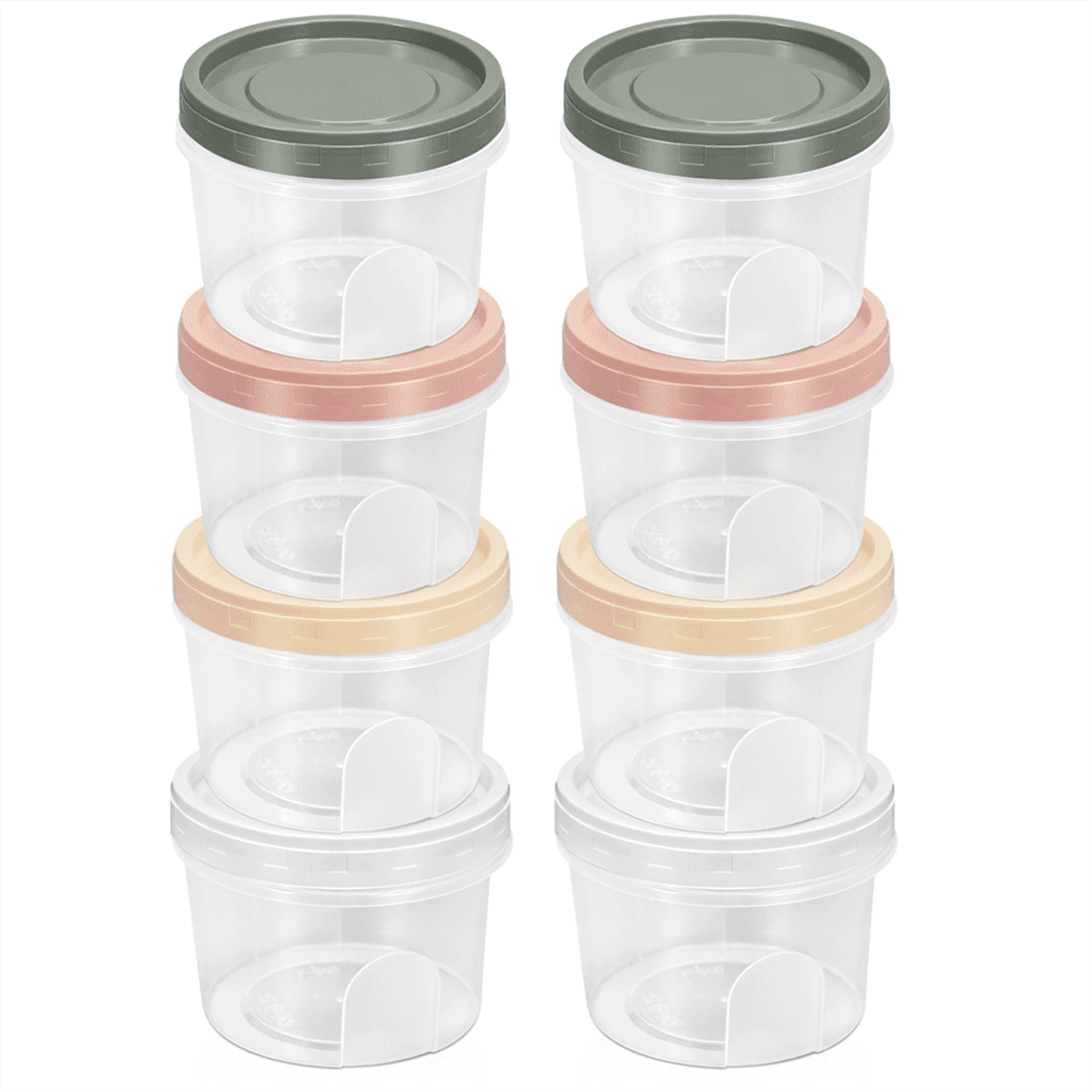 8PCS Round Plastic Containers with Lids, Reuseable Small Freezer ...