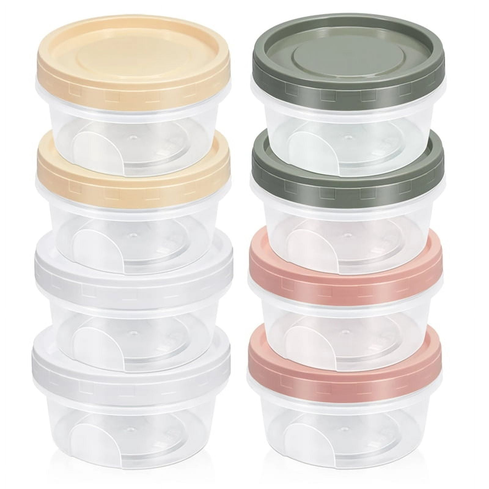 8PCS Round Plastic Containers with Lids, Reuseable Small Freezer ...