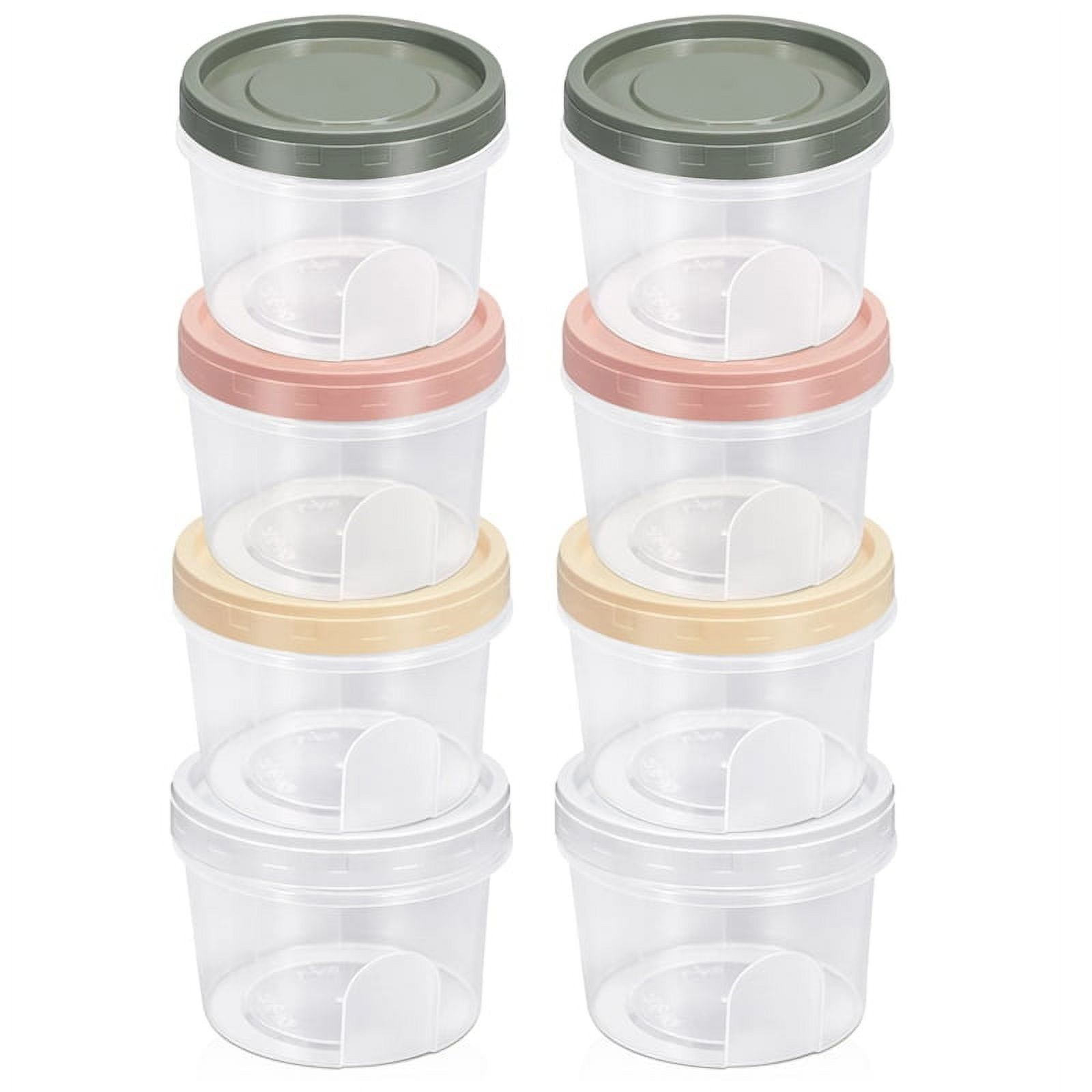 8PCS Round Plastic Containers with Lids, Reuseable Small Freezer ...