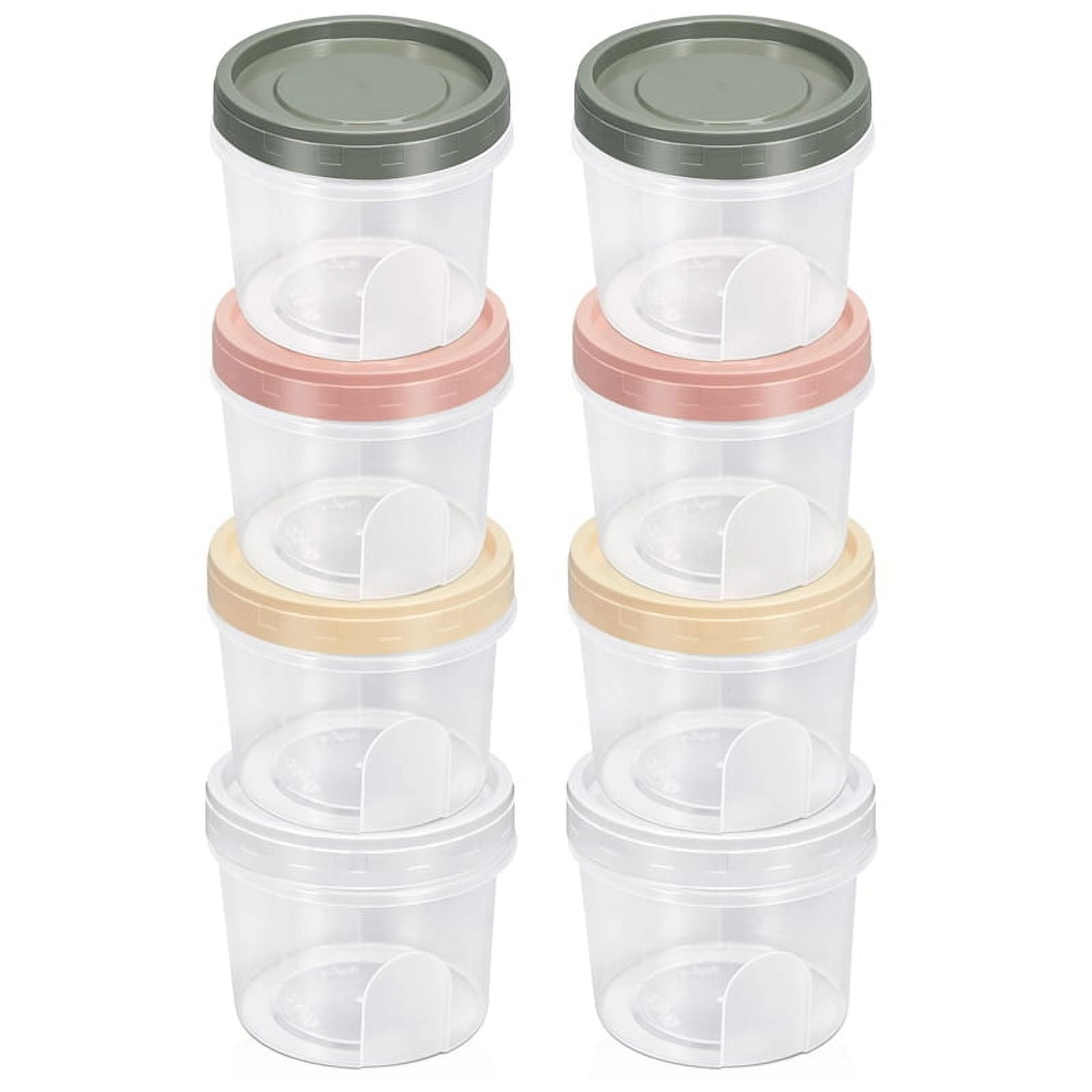 8PCS Round Plastic Containers with Lids, Reuseable Small Freezer ...