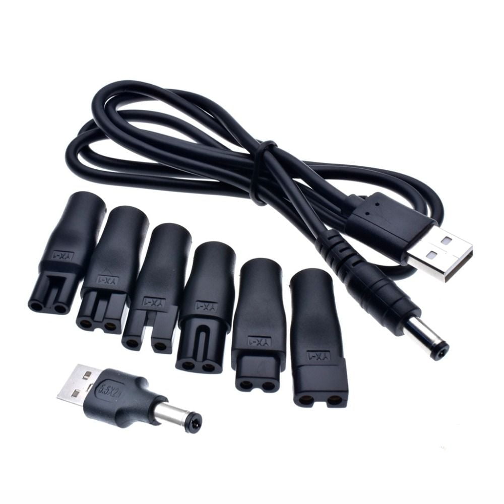 8PCS/SET Universal Replacement Electric Razor Cord USB to 2-Prong Plug ...