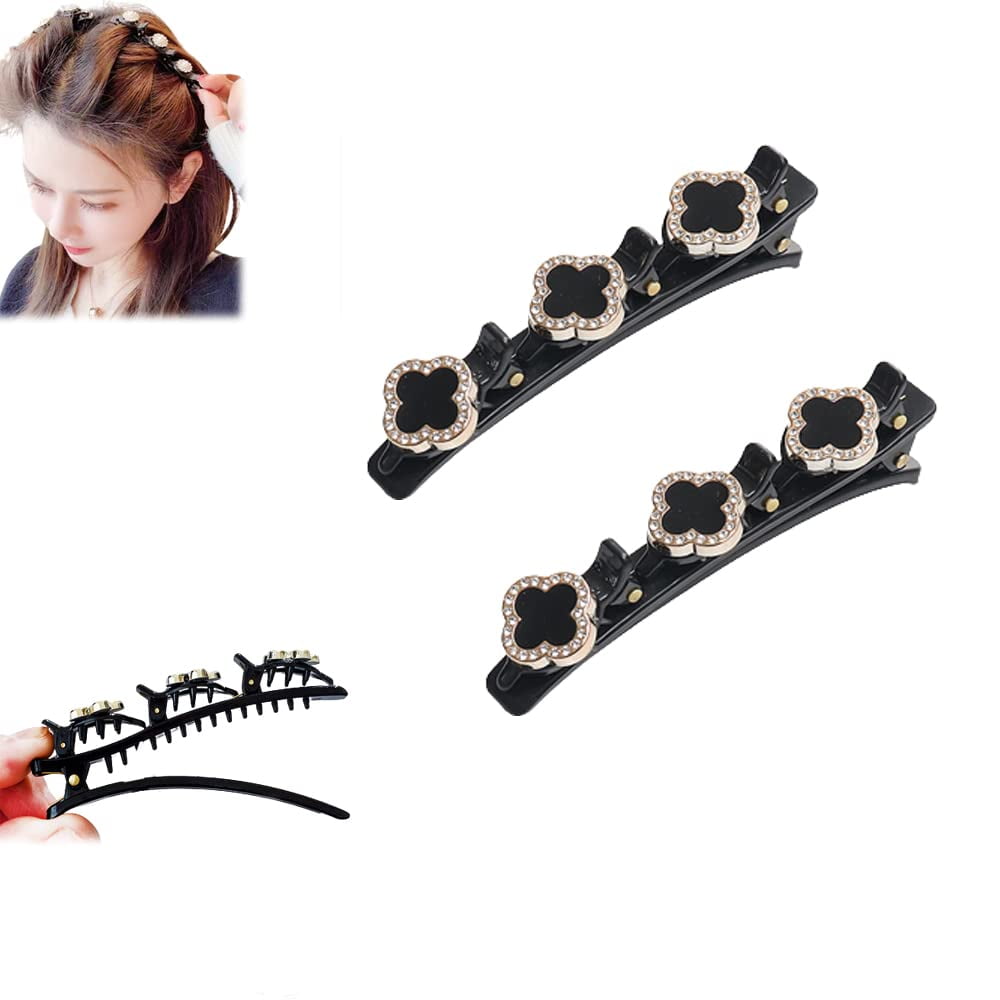 8PCS Satin Fabric Hair Bands-Sparkling Crystal Stone Braided Hair Clips ...