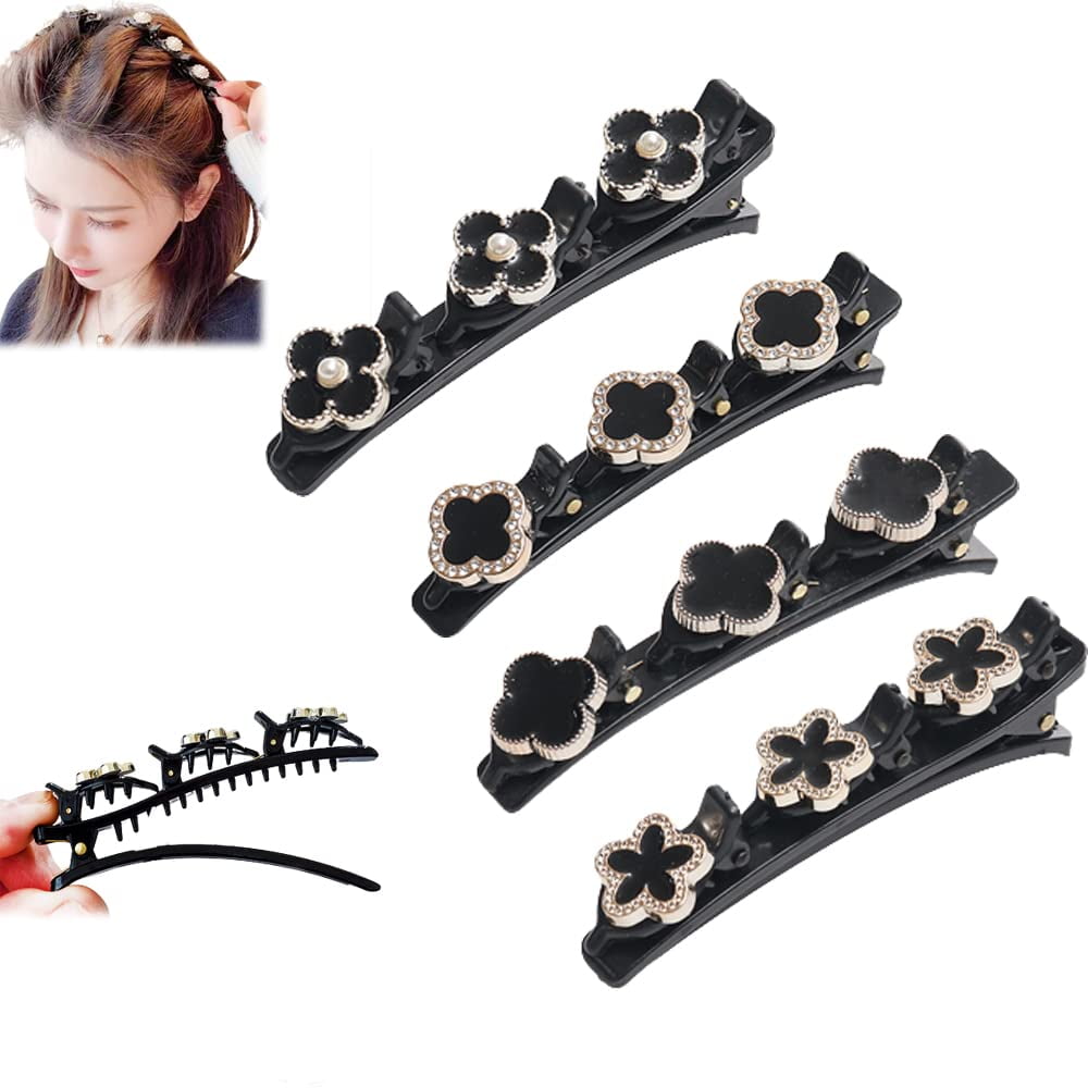 8PCS Satin Fabric Hair Bands-Sparkling Crystal Stone Braided Hair Clips ...